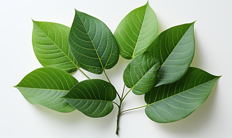 Close-Up of Green Rubber Tree Leaf on White Background Stock Image ...