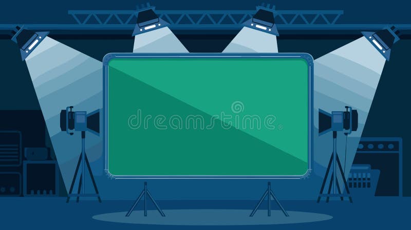 Close-up of a Green Screen Billboard Illuminated by Studio Lights ...