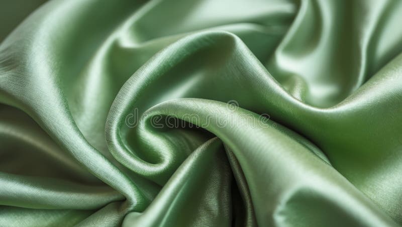 A Close Up of a Green Silk Fabric with a Very Soft Feel Stock Photo ...
