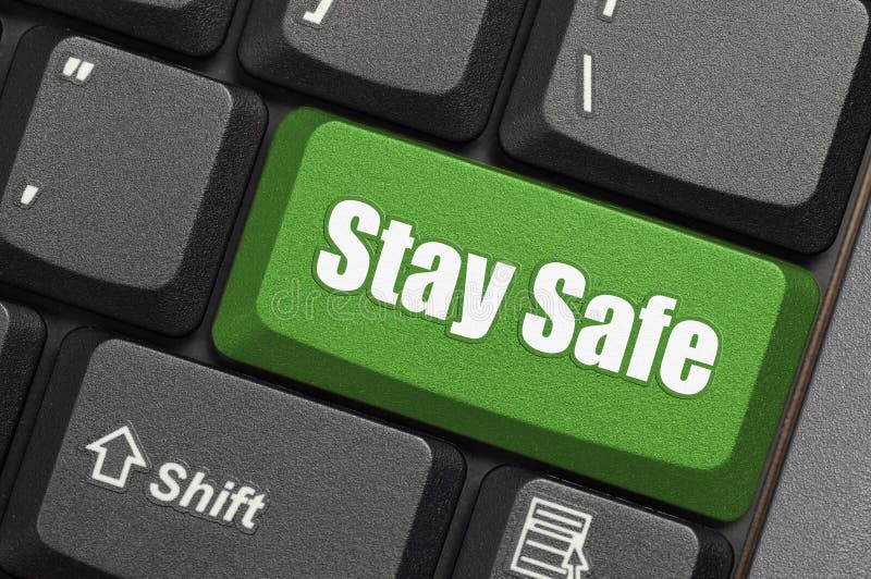 Close Up the Green Stay Safe Key Stock Image - Image of internet ...