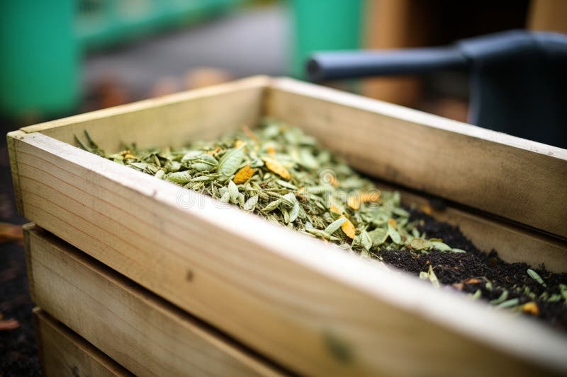 Close-up of Green Tea Compost in a Wooden Crate Stock Photo - Image of ...