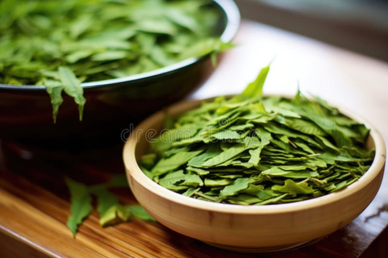Close-up of Green Tea Leaves Steeping in a Gaiwan Stock Image - Image ...