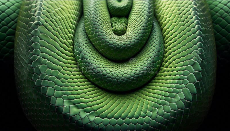 Close-Up of a Green Tree Pythonâ€™s Scales Stock Illustration - Illustration of snake, patterns ...