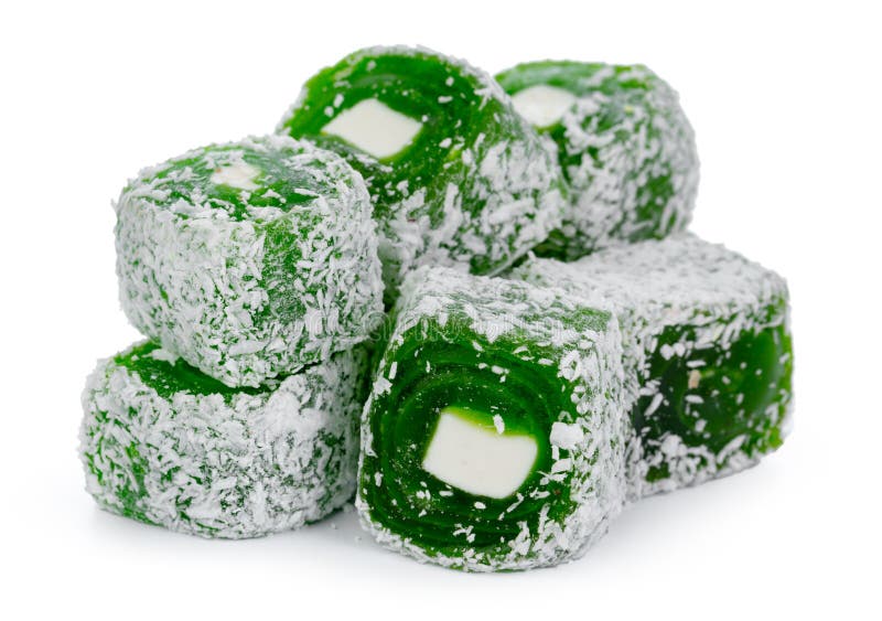 Close Up of Green Turkish Delight Sweets Isolated on White Stock Image ...