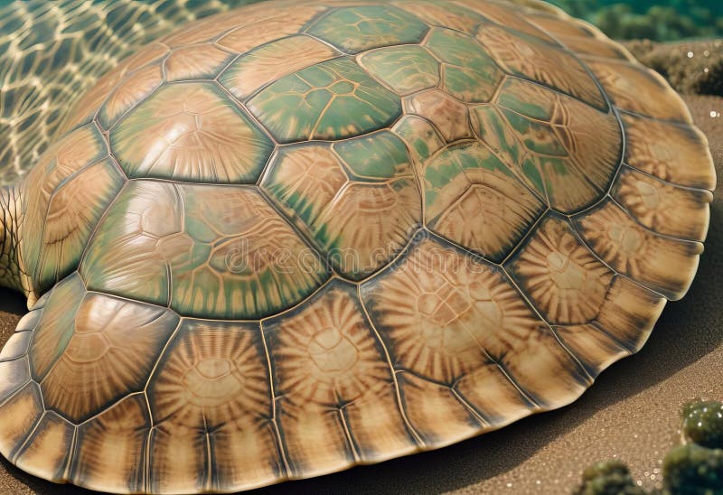 Close-up of a Green Turtle Shell with Intricate Patterns and Textures ...