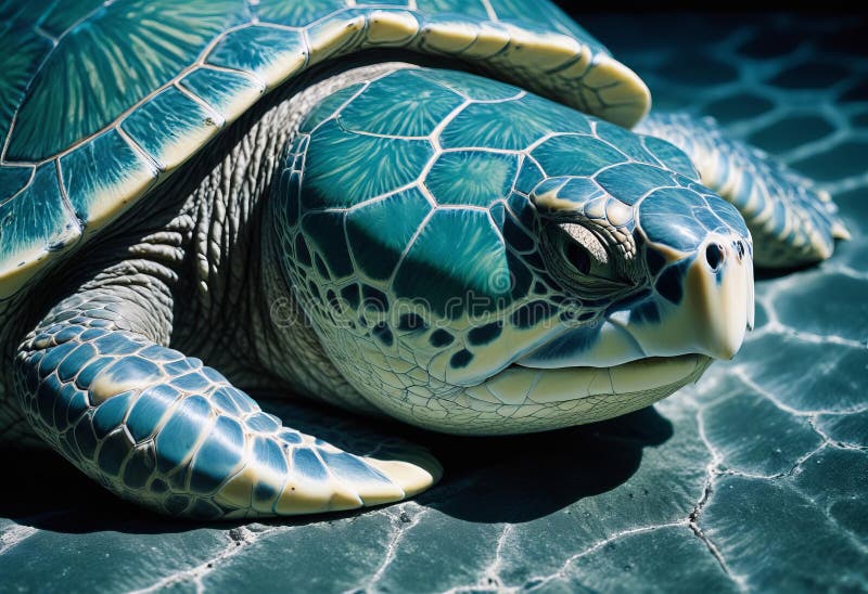 Close-up of a Green Turtle Shell with Intricate Patterns and Textures ...