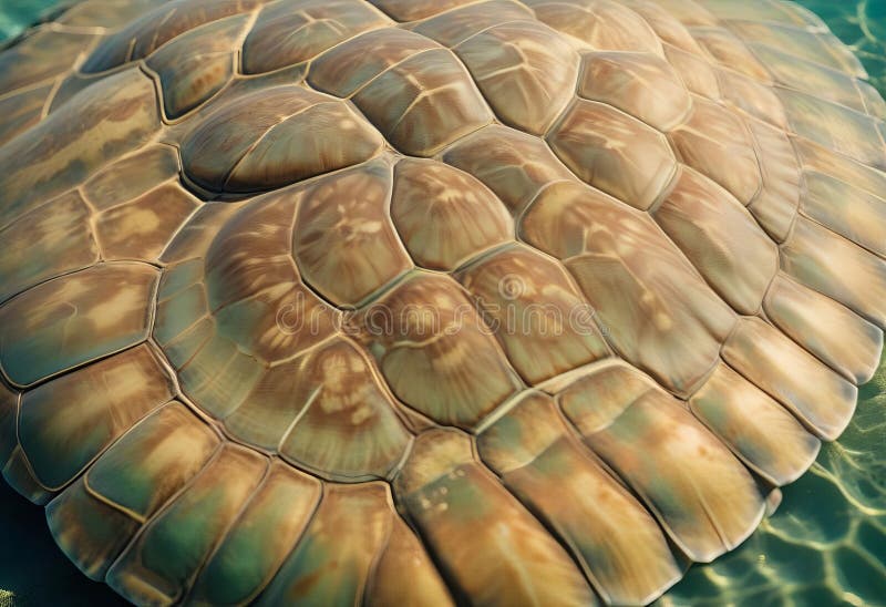Close-up of a Green Turtle Shell with Intricate Patterns and Textures ...