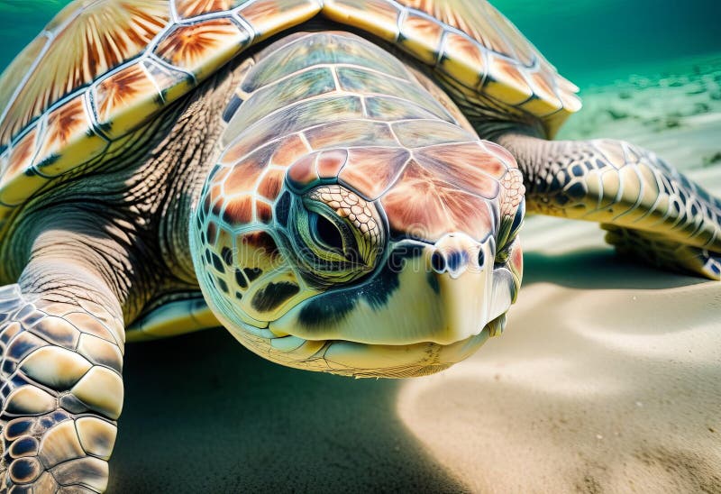 Close-up of a Green Turtle Shell with Intricate Patterns and Textures ...