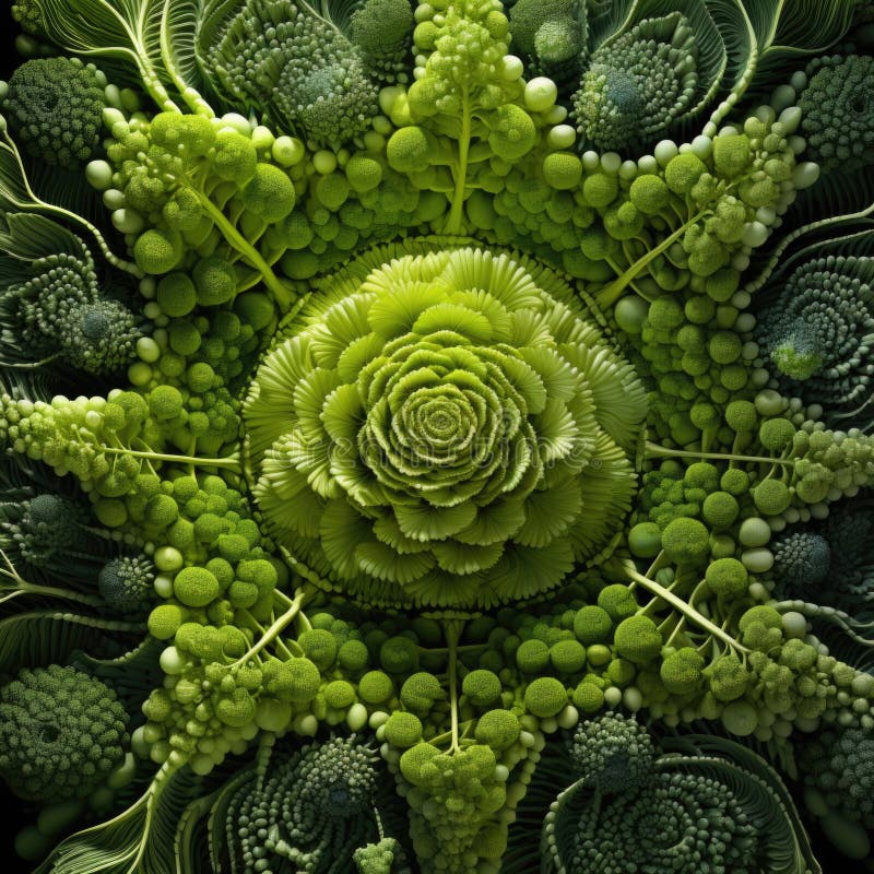 A Close Up of a Green Vegetable Arrangement, AI Stock Photo - Image of ...