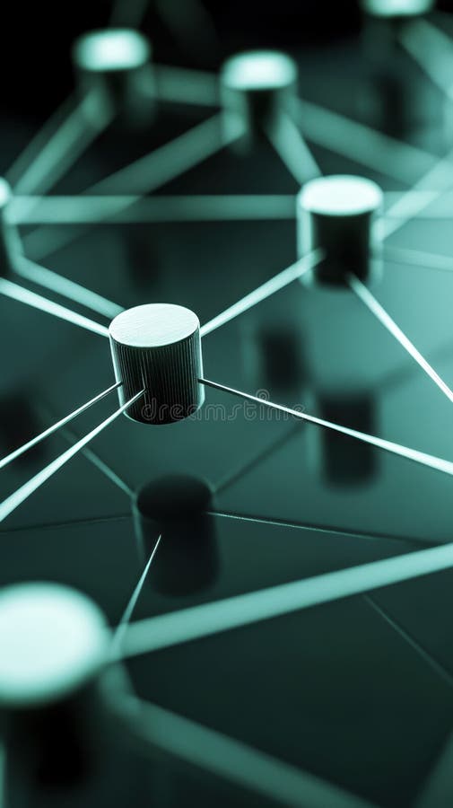 A Close Up of a Green and White Image of a Network of Nodes Stock ...