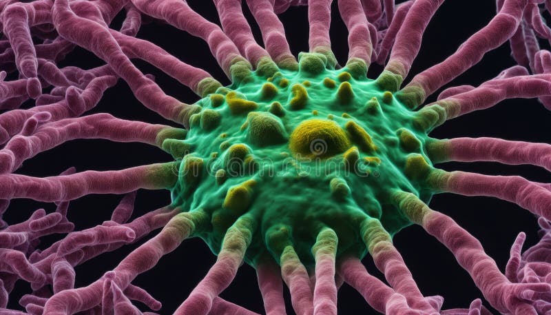 A Close Up of a Green and Yellow Cell Stock Illustration - Illustration ...