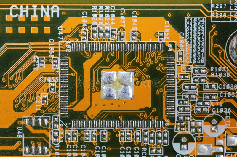 Yellow circuit board macro stock image. Image of macro - 3103259