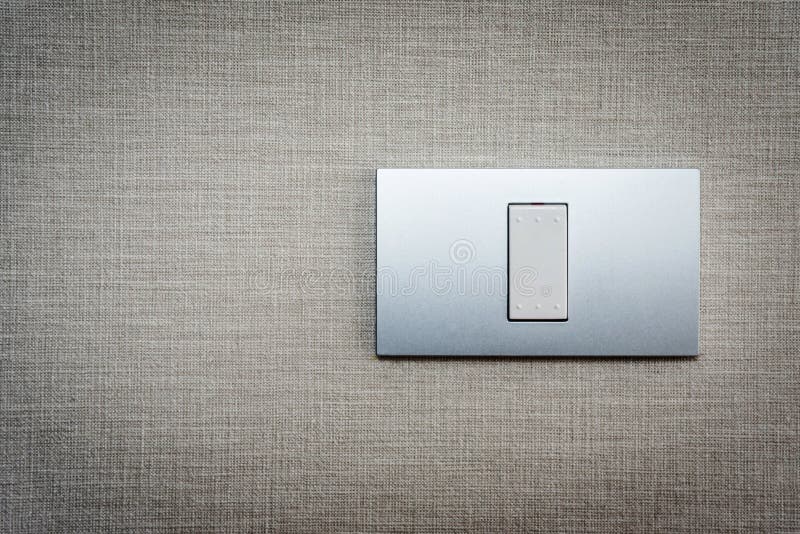 Close Up Grey Light Switch On Texture Background. Stock Photo - Image ...