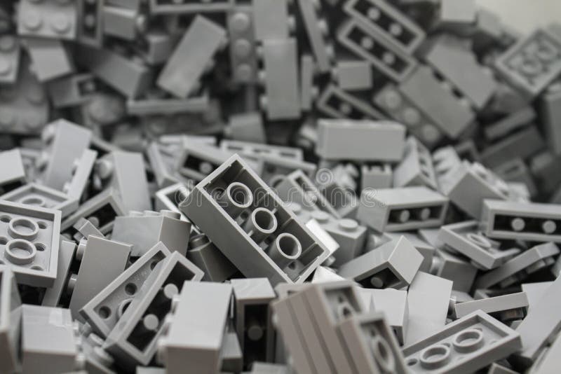 Close Up of Grey Plastic Lego Blocks Covered in Full Screen Stock Photo ...