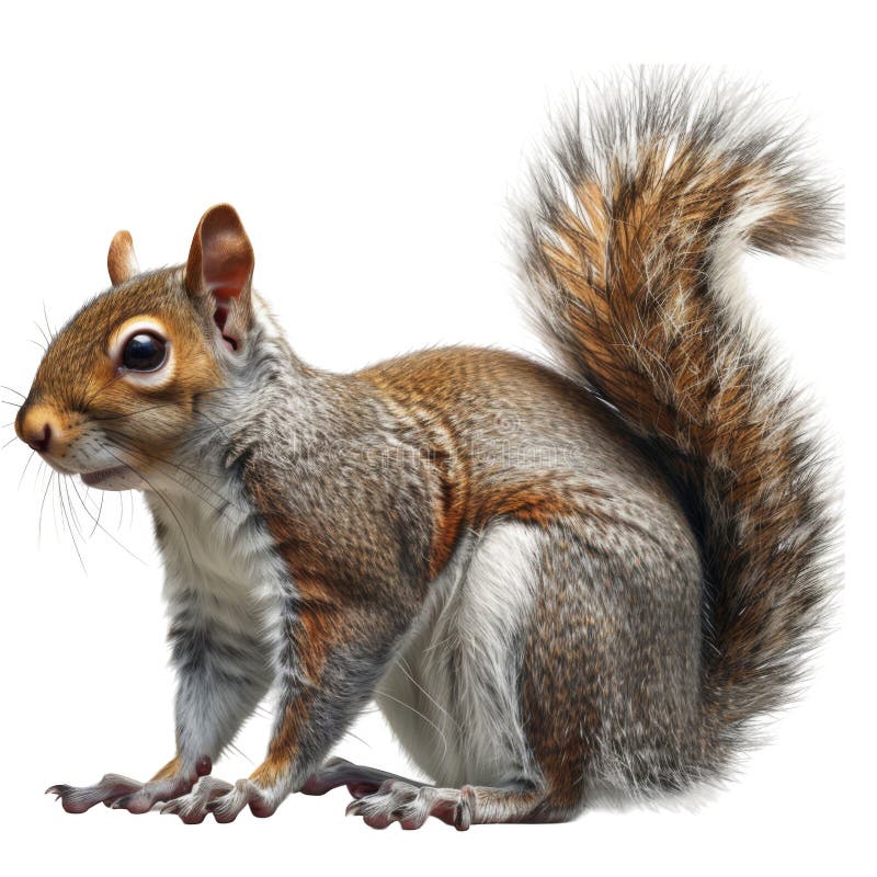 A Close-Up of a Grey Squirrel with a Fluffy Tail Stock Photo ...
