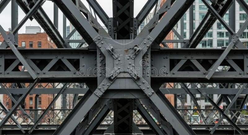 Close Up Grey Steel Bridge Structure Details Stock Illustration ...