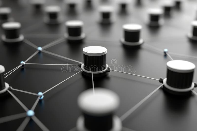 Close Up of a Grid of Cylindrical Pegs Interconnected by Lines ...