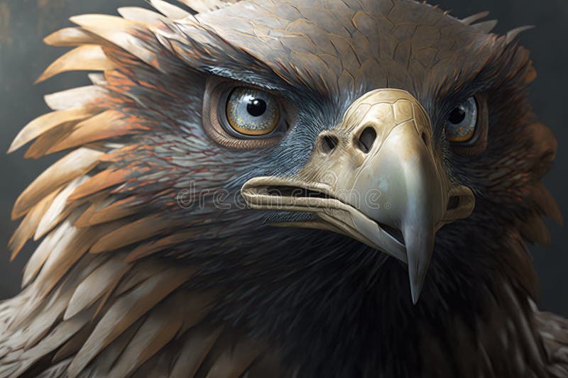 Close-up of Griffin S Face, with Its Fierce Eyes and Sharp Beak in Full ...