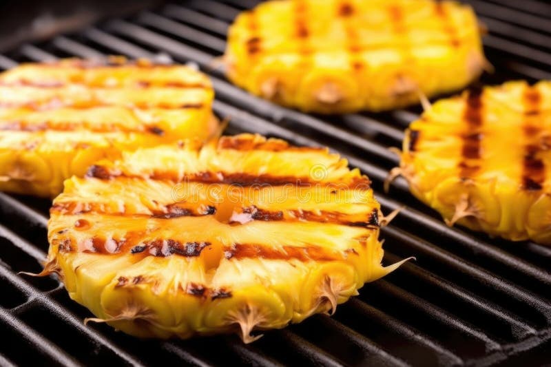 Close-up of Grill Marks on Pineapple Slice Stock Illustration ...
