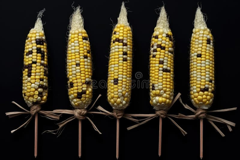 Close-up of Grilled Corn on the Cob Cooked Over an Open Flame. Ai ...