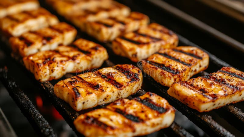 Close-up of Grilled Fish Fillets on a Hot BBQ Grill Stock Photo - Image ...