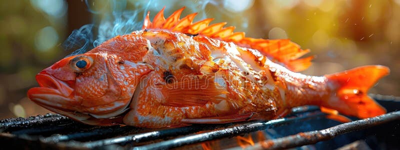 Close Up of Grilled Fish Food Stock Photo - Image of pepper, food ...