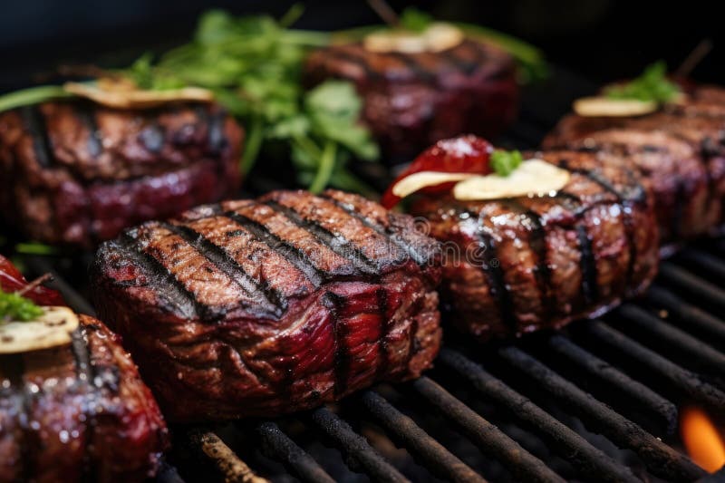 Close-up of Grilled Kangaroo Burgers with Grill Marks Stock ...