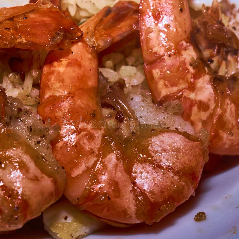 Close-up of Grilled Red Shrimp Tails on a Plate Stock Image - Image of ...