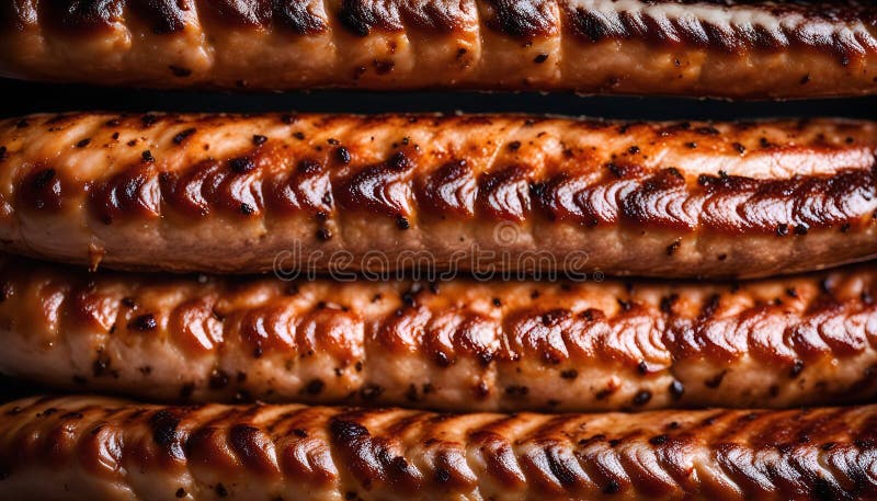 Close Up of Grilled Sausages Stock Illustration - Illustration of macro ...