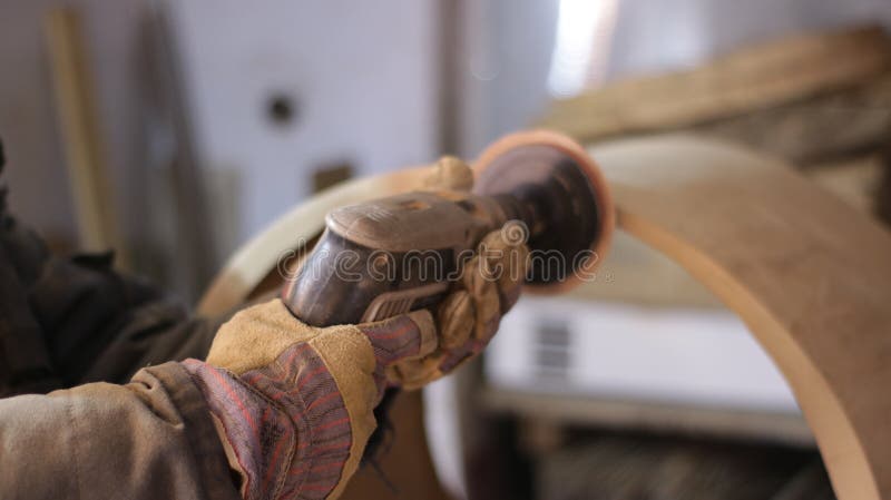 Processing and Grinding Solid Wood in the Workshop Stock Photo - Image ...
