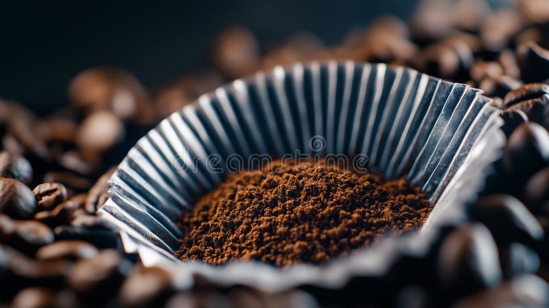 Close-up of Ground Coffee in a Metal Filter Stock Photo - Image of bean ...