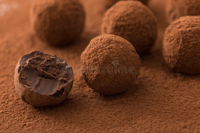 Close Up of Group of Appetizing Black Chocolate Truffles Covered Stock ...