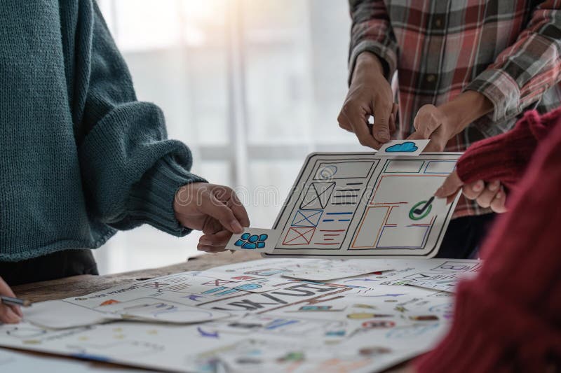 Close Up Group of Asian Creative Team Programing Designers Participate ...