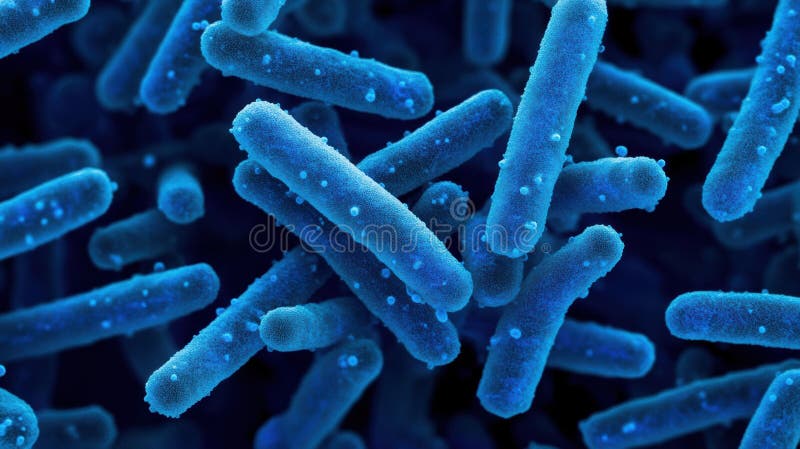 A Close Up of a Group of Blue Bacteria, AI Stock Image - Image of ...