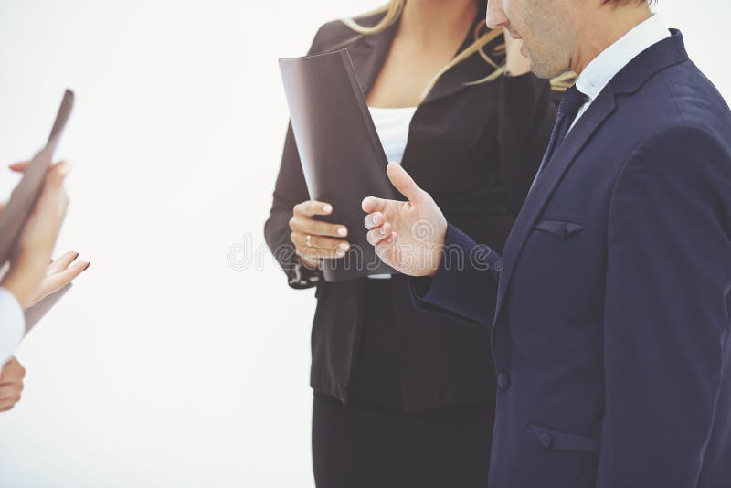 Close Up.group of Business People Talking Stock Image - Image of ...