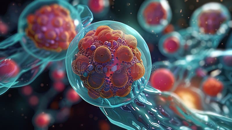 Close Up of a Group of Cells Inside of a Cell Stock Illustration ...
