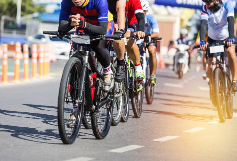 Close Up Group of Cyclists during the Bicycle Competition. Editorial ...