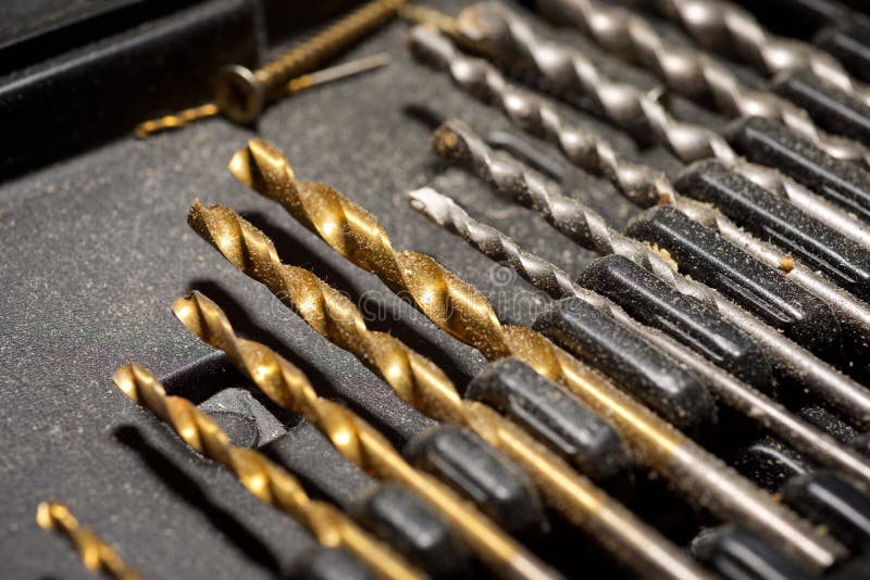 Close-up of a Group of Drill Bits for Drilling Holes Stock Photo ...