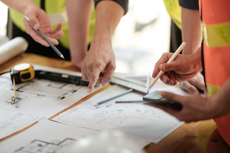 Close Up Group Engineers Discussion and Planning about Project ...