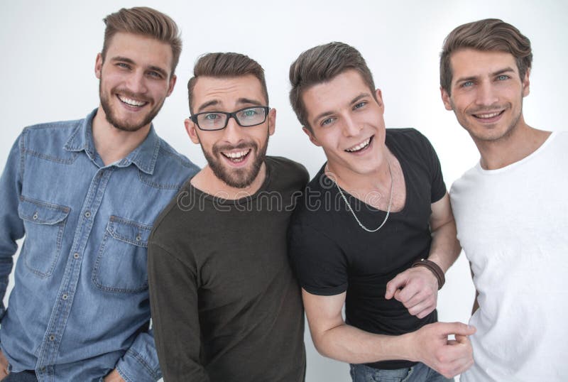 Close Up.a Group of Happy Guys Stock Image - Image of smile, joyful ...