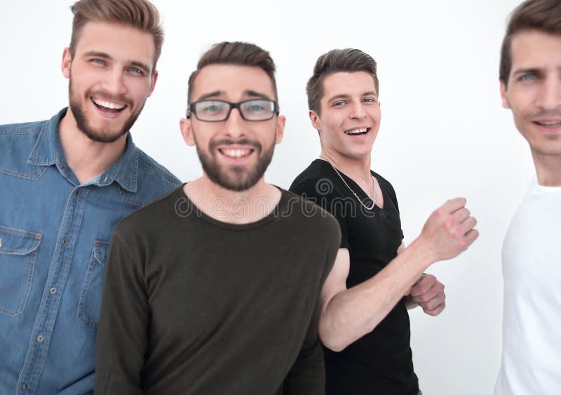 Close Up.a Group of Happy Guys Stock Image - Image of mood, style ...