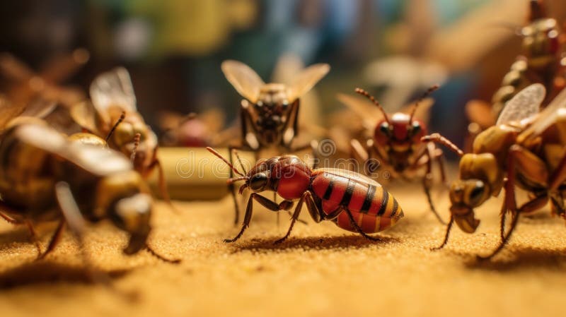 A Close Up of a Group of Insects on a Table. Generative AI Image. Stock ...