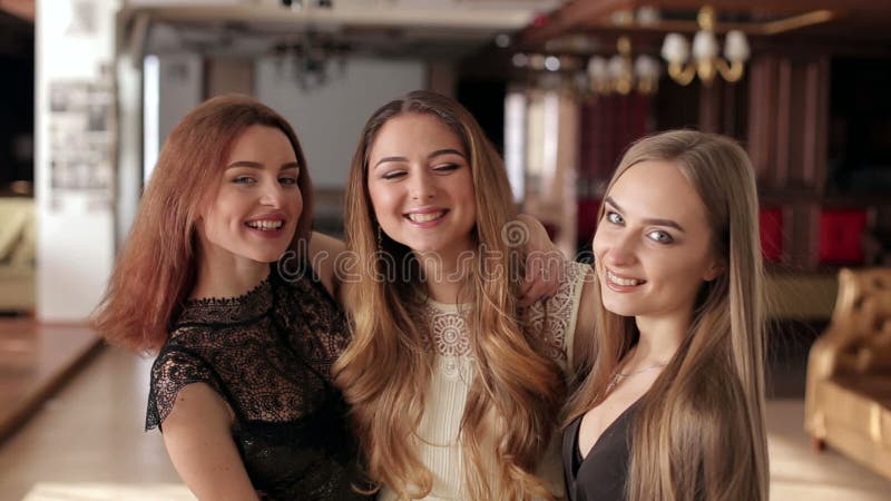 Close-up of a Group of Laughing Girls at the Party. Stock Footage ...