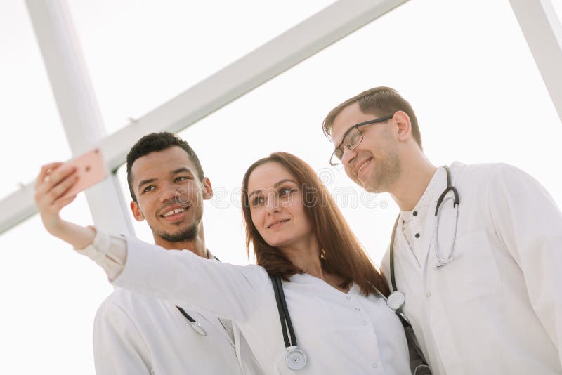 Close Up.group of Medical Doctors Taking Selfies Stock Photo - Image of ...