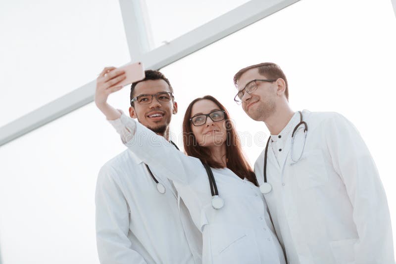 Close Up.group of Medical Doctors Taking Selfies Stock Photo - Image of ...