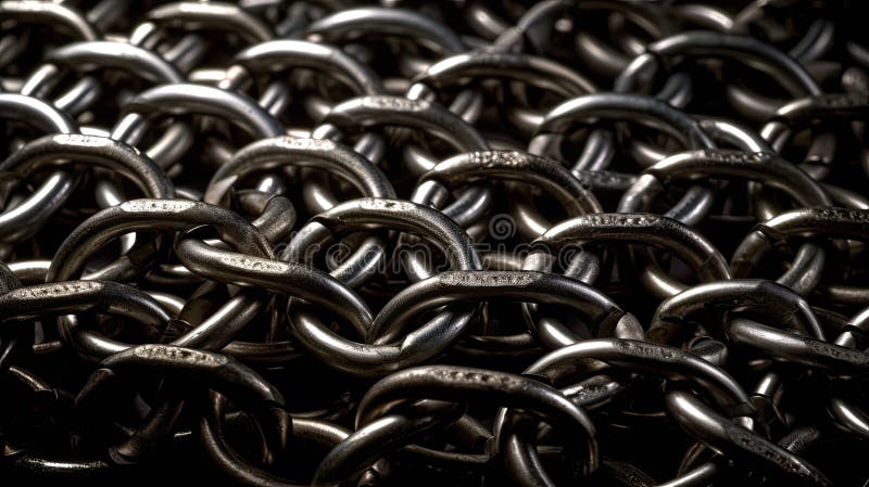 Close Up of a Group of Metal Chain Links for Industrial Use Stock ...