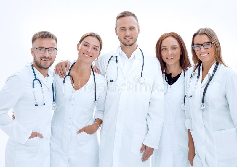 Close Up. a Group of Modern Medics Standing Together Stock Image ...