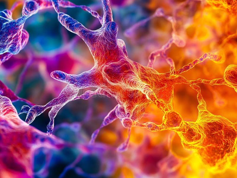 A Close Up of a Group of Neurons in a Cell Stock Photo - Image of ...
