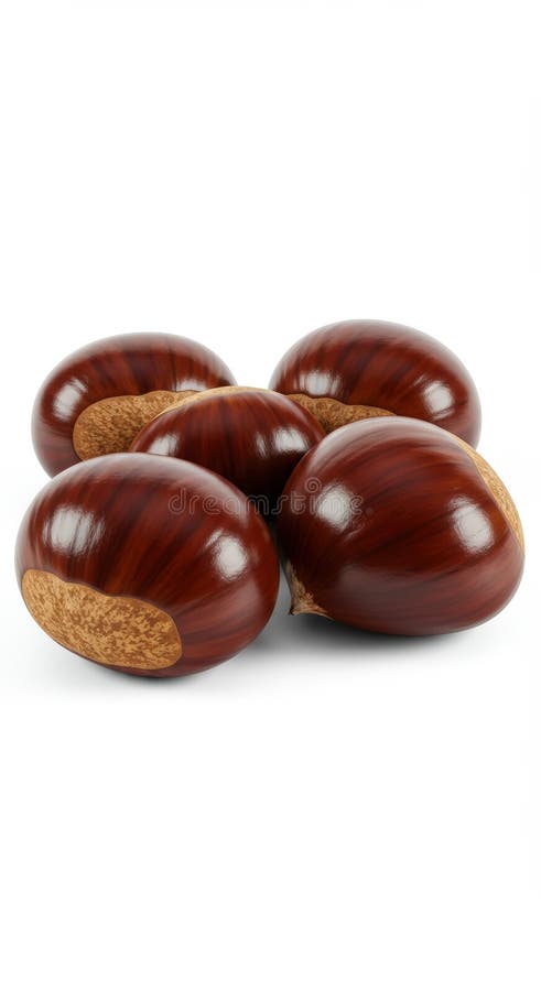 Four Shiny Chestnuts Isolated on White Background Stock Illustration ...
