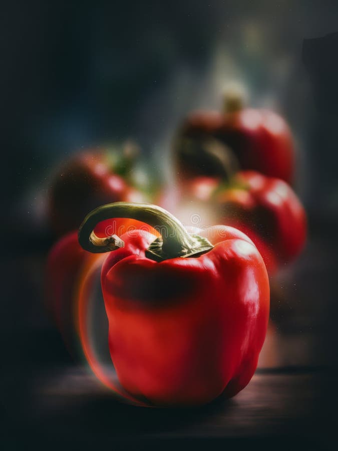 A Close Up of a Group of Red Peppers on Top of Each Other, AI Stock ...